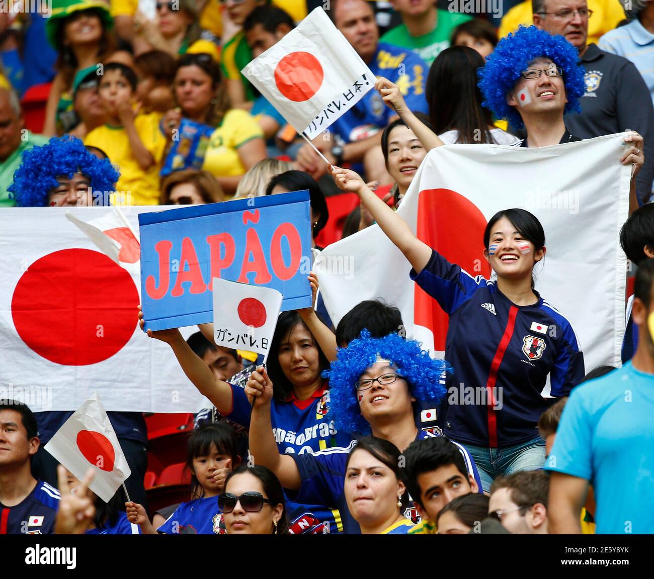 Japanese soccer fans cheer national hi-res stock photography and images ...