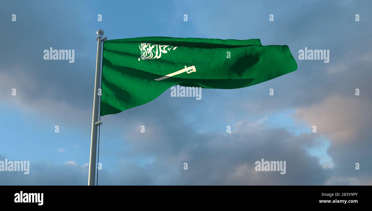 3d rendering of the national flag of the Saudi Arabia Stock Photo - Alamy