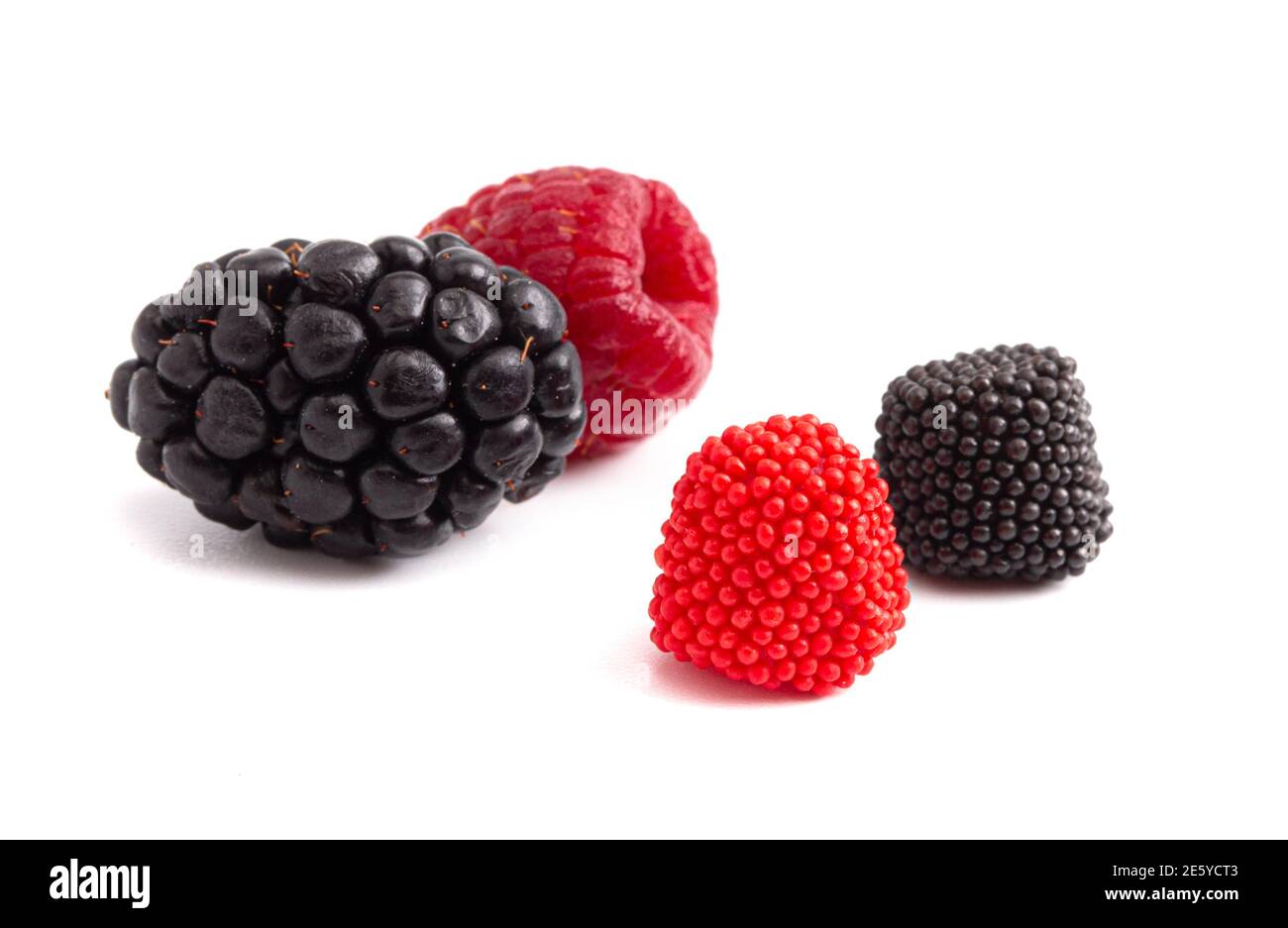 Raspberry and Blackberry Gummy Candies Isolated on a White Background ...