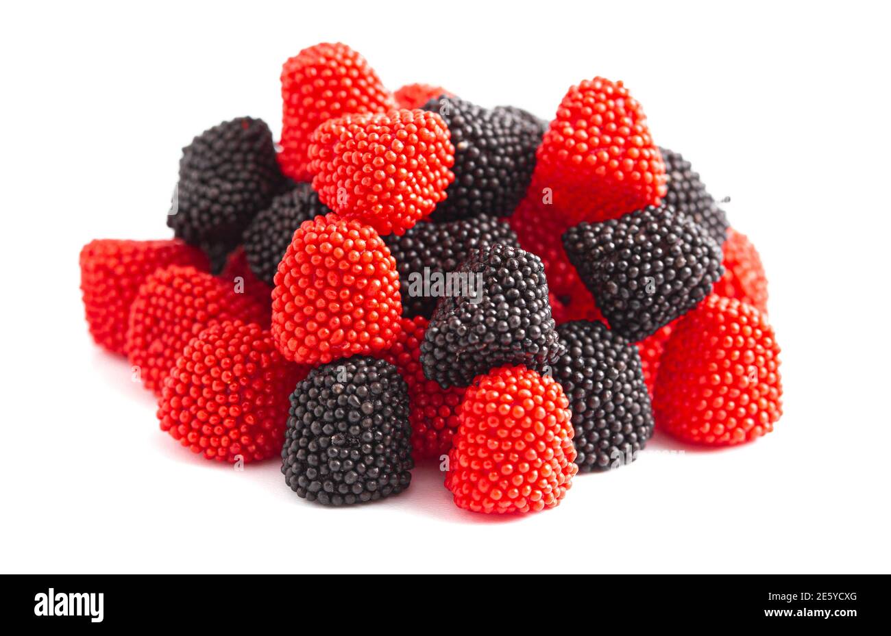 Raspberry and Blackberry Gummy Candies Isolated on a White Background ...