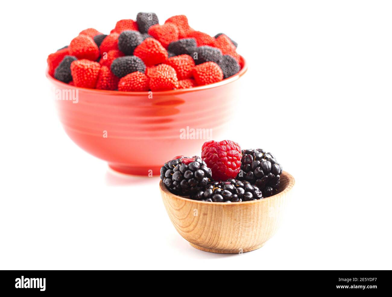 Raspberry and Blackberry Gummy Candies Isolated on a White Background ...