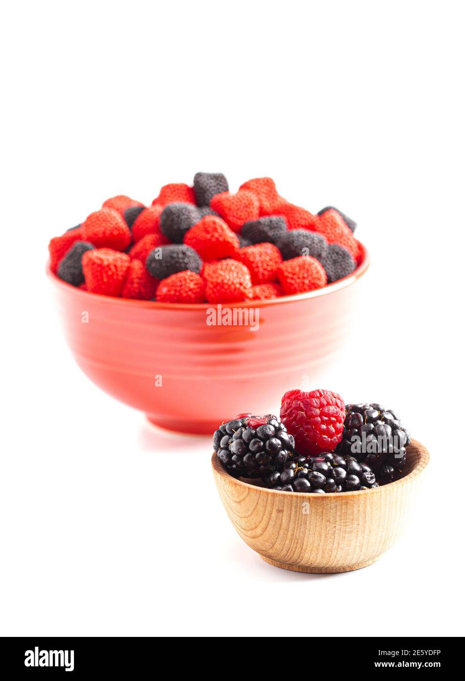 Raspberry and Blackberry Gummy Candies Isolated on a White Background ...