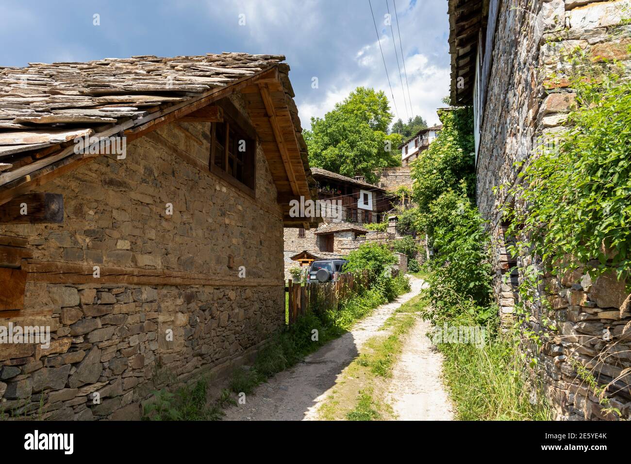 KOVACHEVITSA, BULGARIA - JUNE 30, 2020: Village of Kovachevitsa with ...