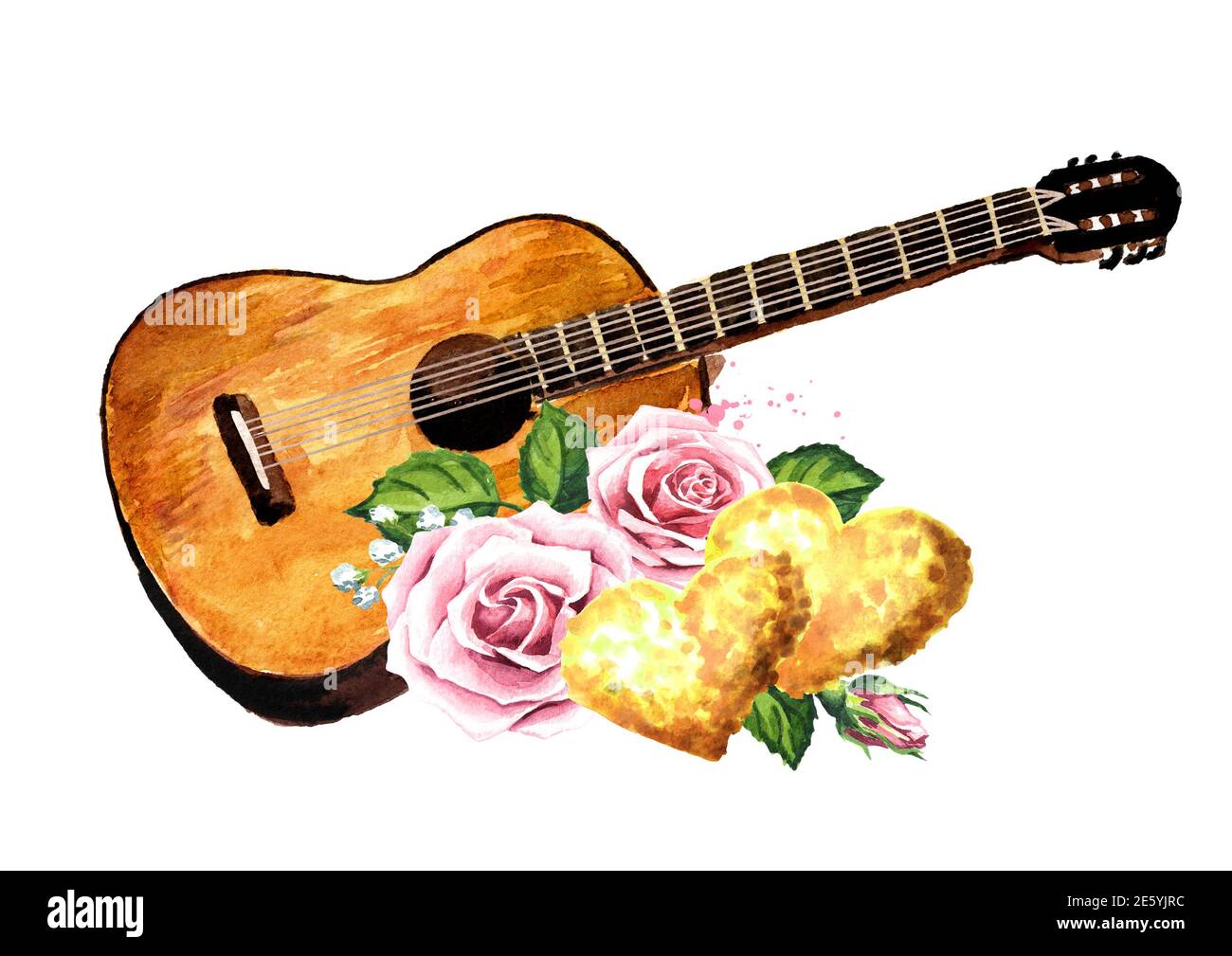 Guitar Drawing With Roses