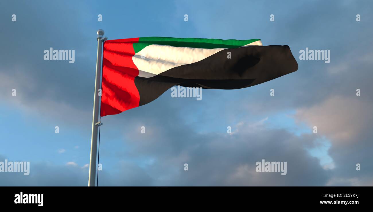 3d rendering of the national flag of the UAE Stock Photo - Alamy
