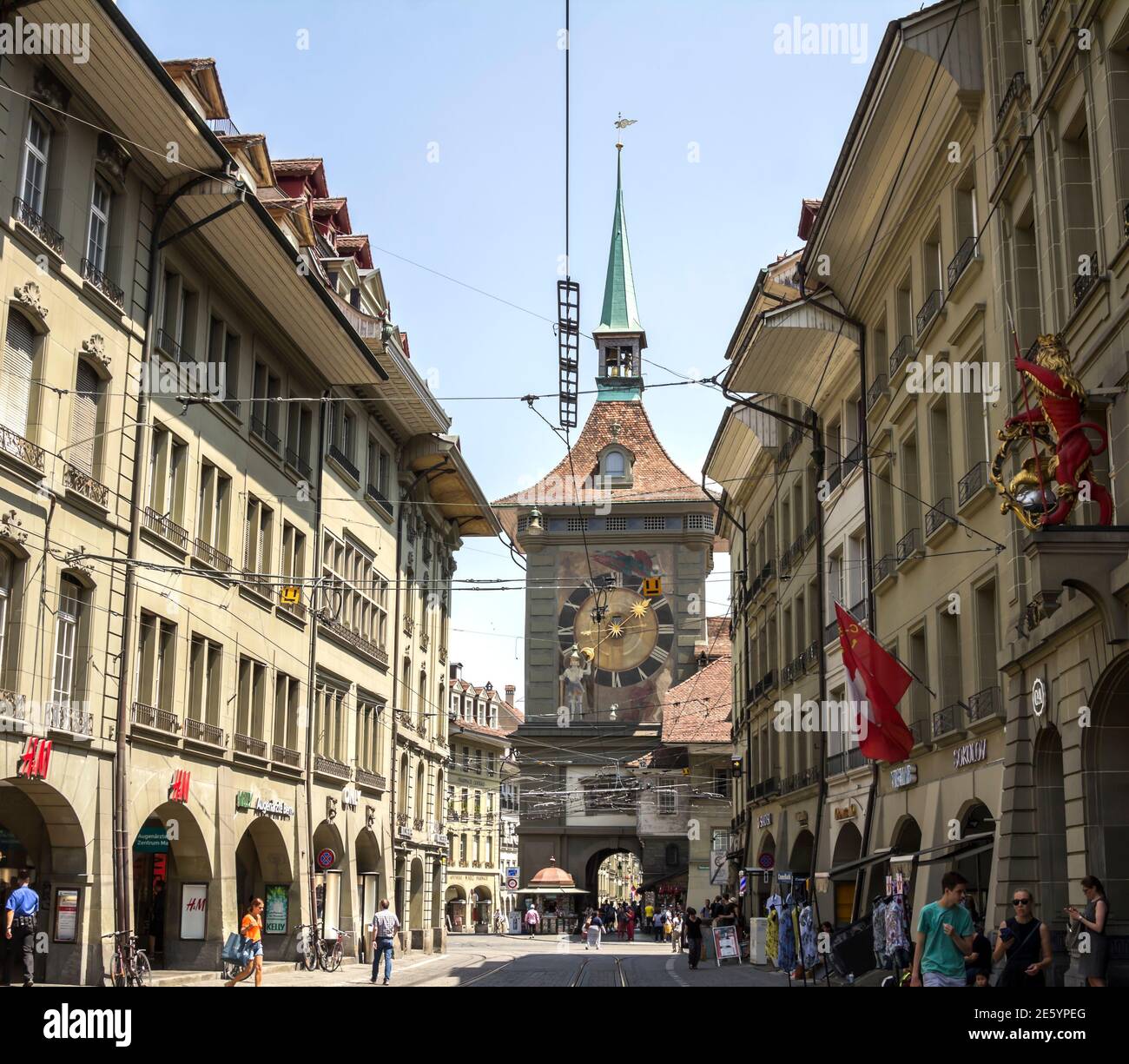 view of old town of Bern city, unesco world heritage site, It is a ...