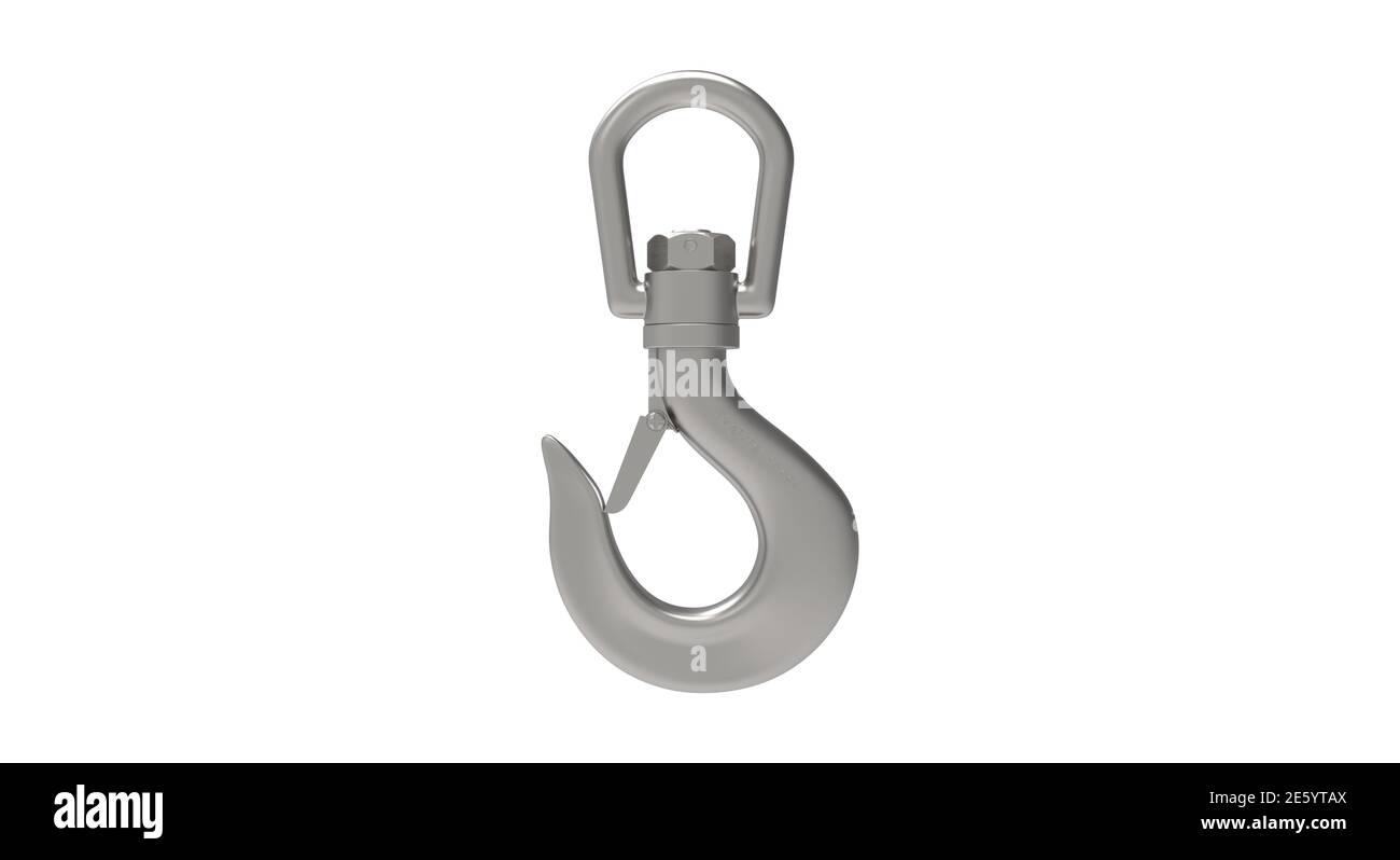 3D rendering of a metal industrial hook isolated on white background ...