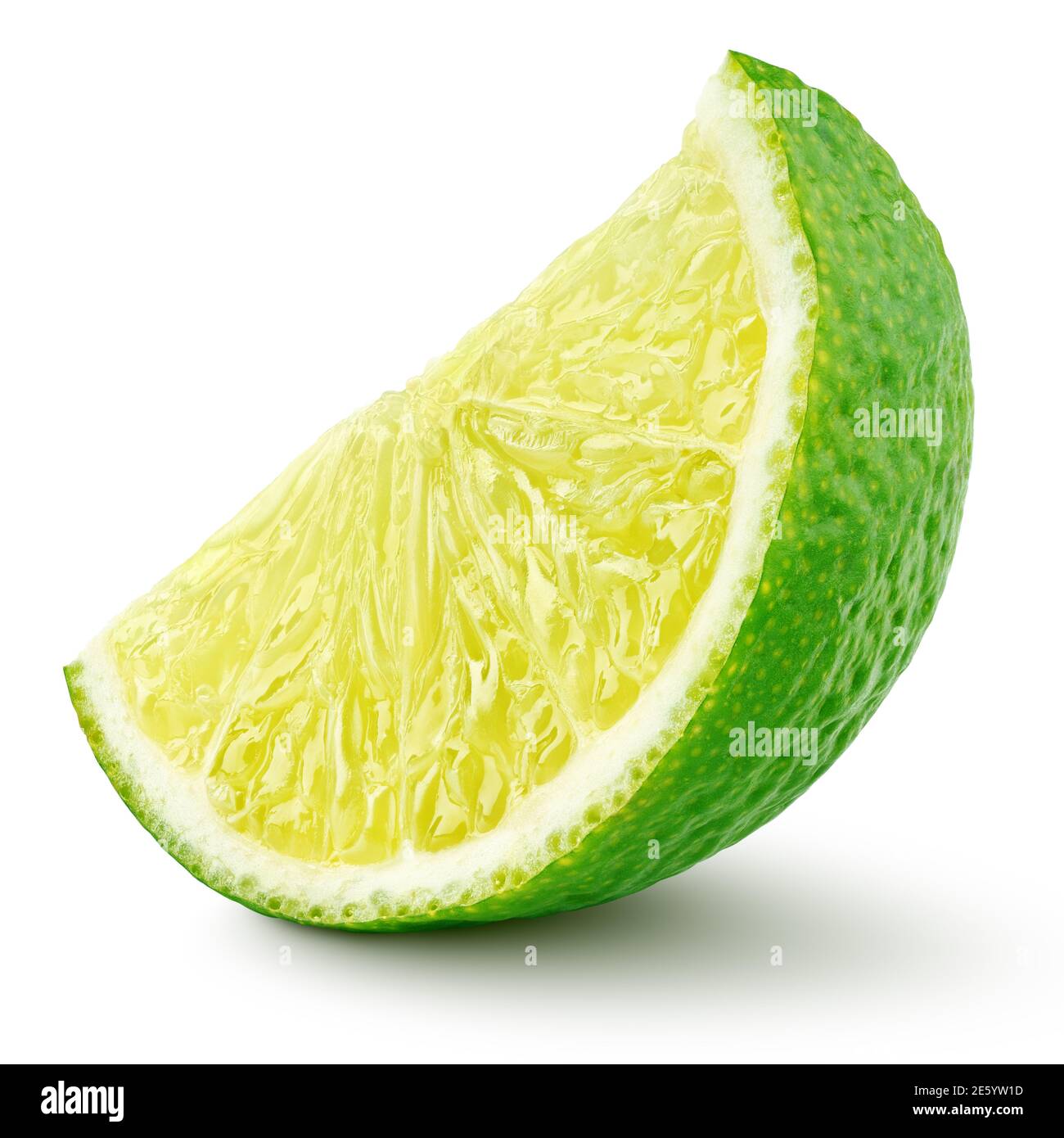 Standing ripe slice of lime citrus fruit isolated on white background ...
