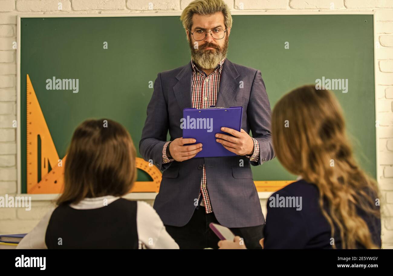 Teacher and kids Classroom. Dialogue and communication. Daily school ...