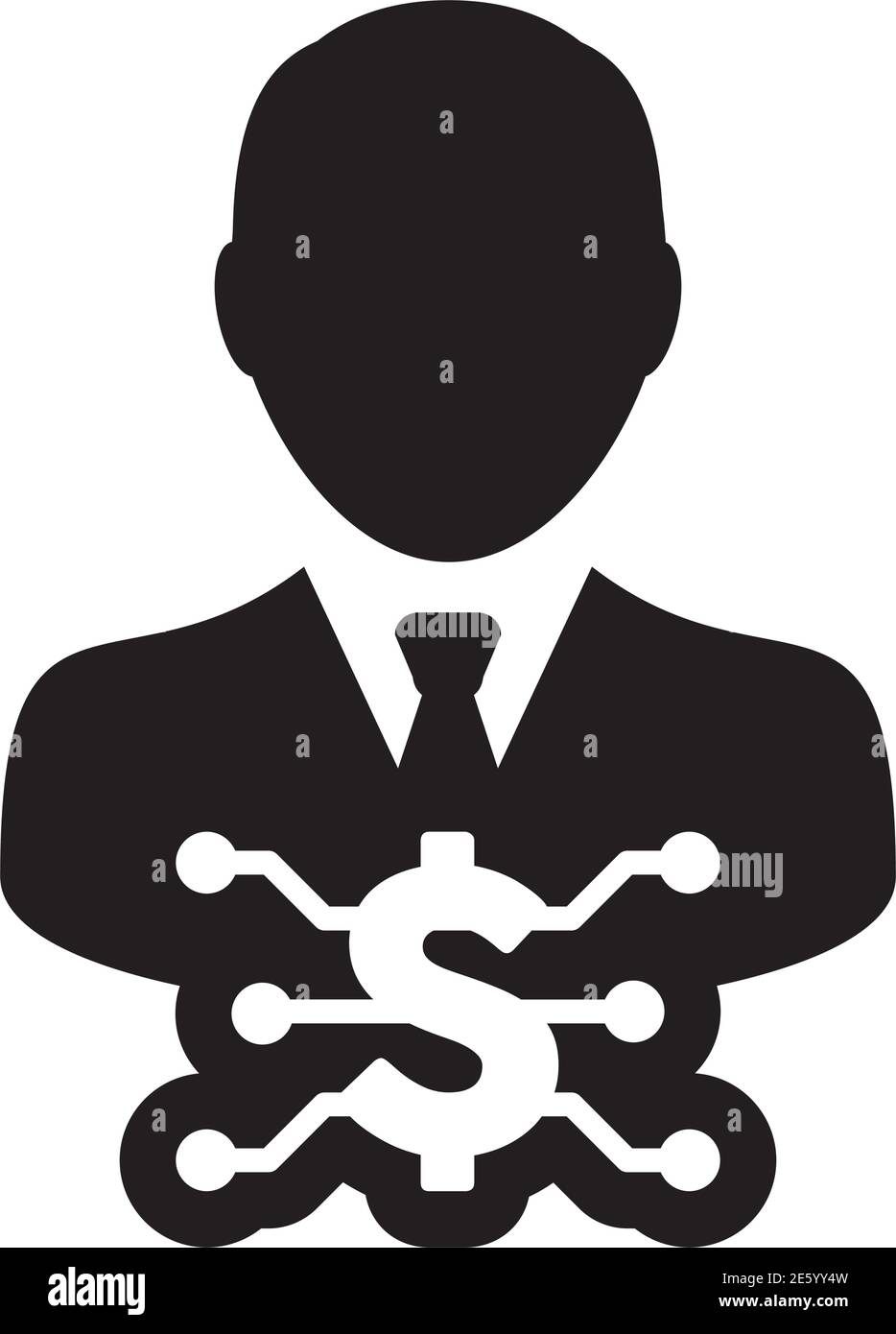 Digital money icon vector dollar currency symbol with male user person ...