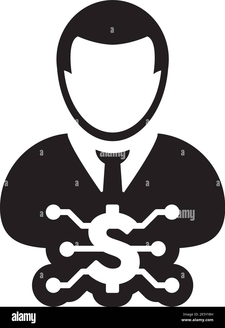 Digital money icon vector dollar currency symbol with male user person ...