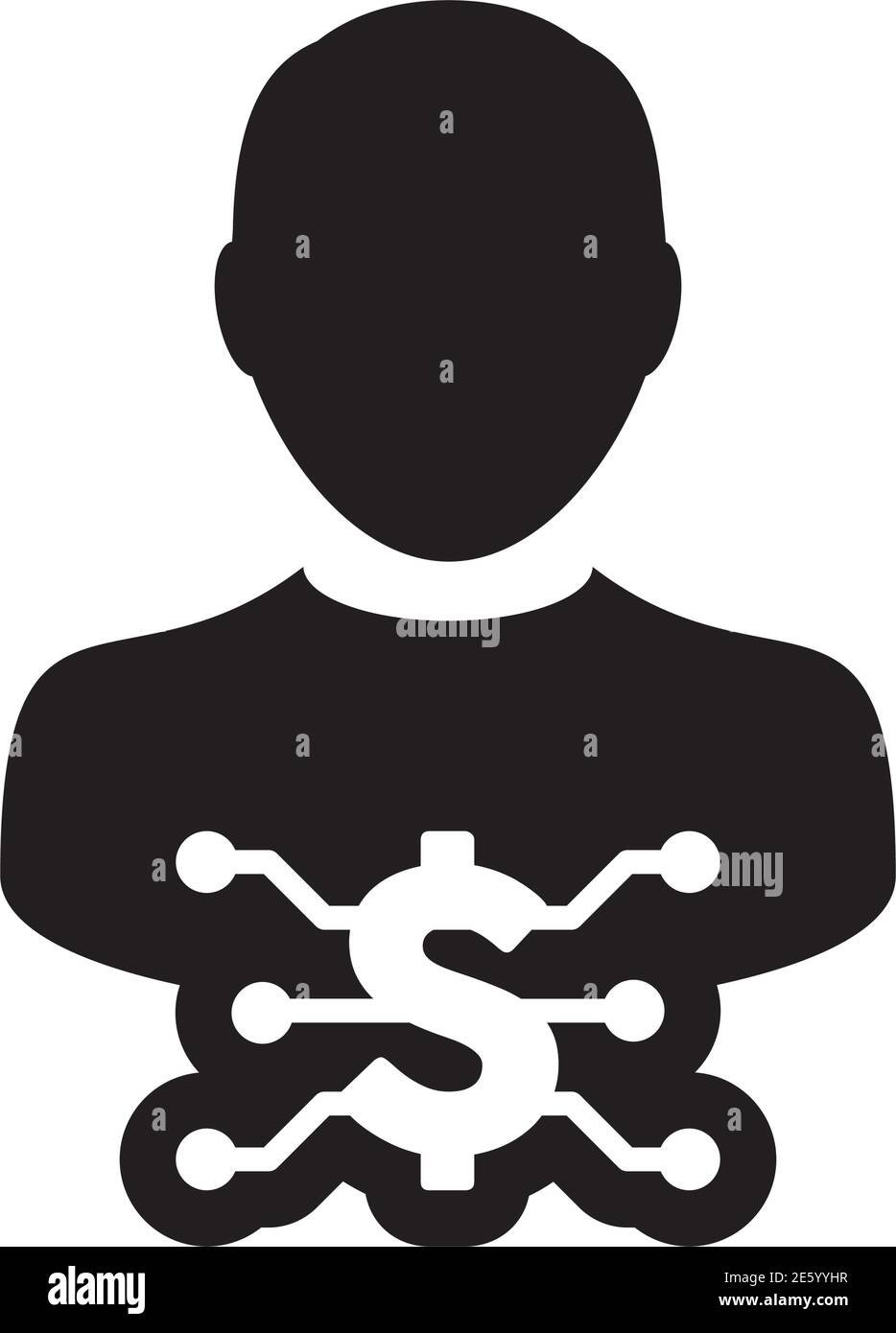 Digital money icon vector dollar currency symbol with male user person ...