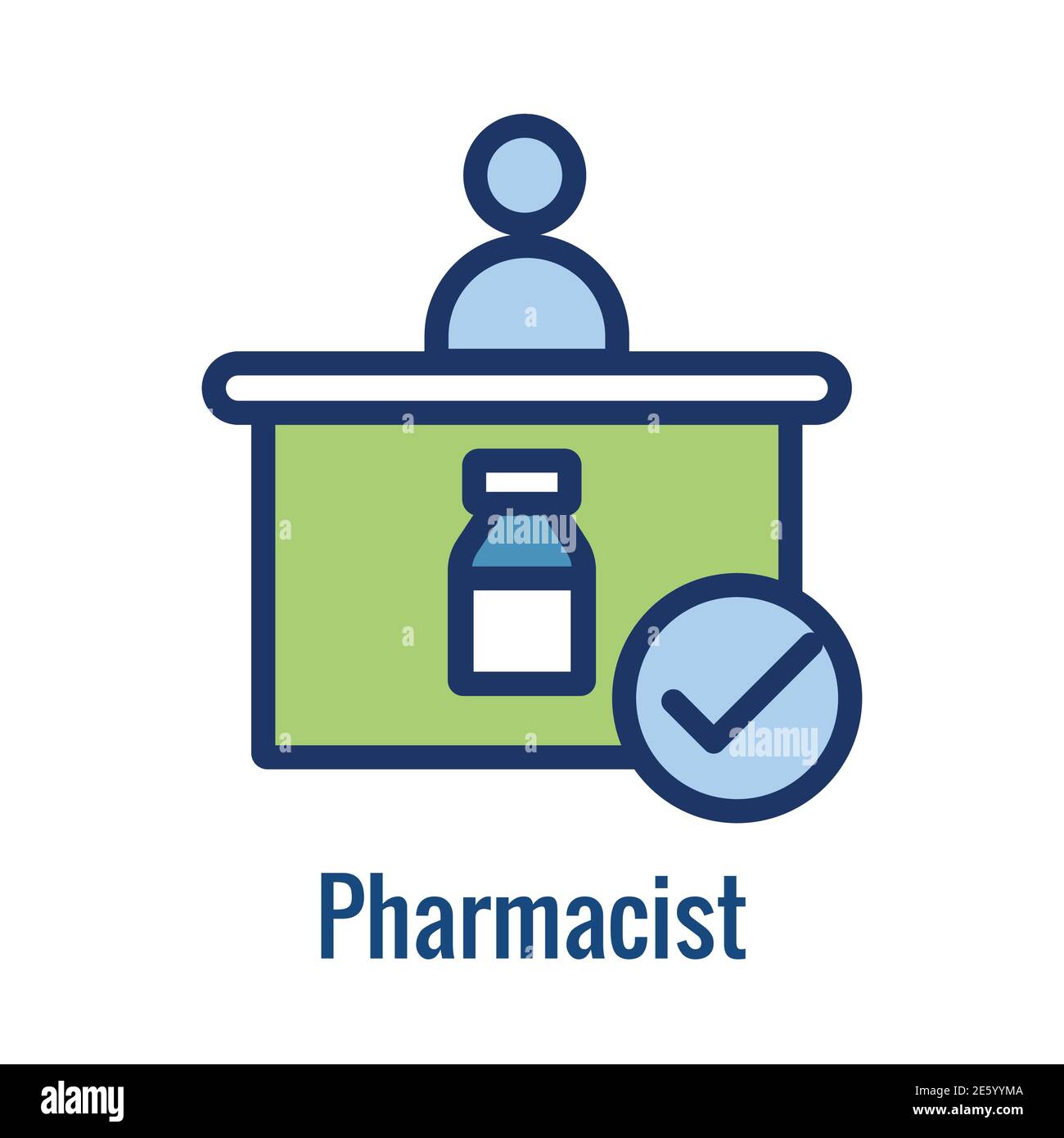 Pharmacy icon w an aspect of the pharma business - outline icon Stock ...
