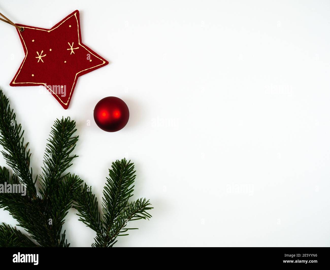 Christmas composition. Christmas decoration and fir tree branches on ...