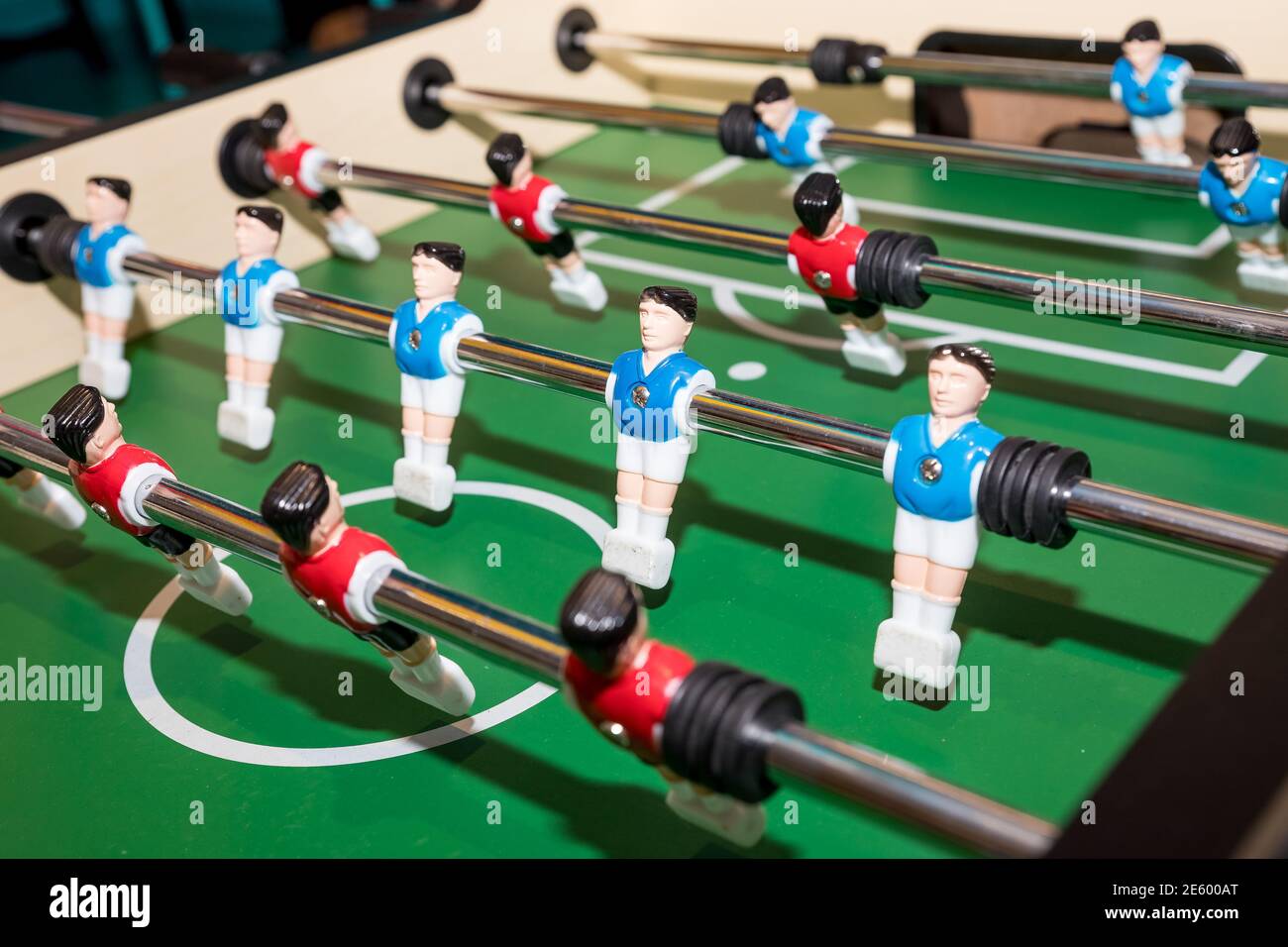 football game, Soccer table with red and blue players.dolls of a retro ...