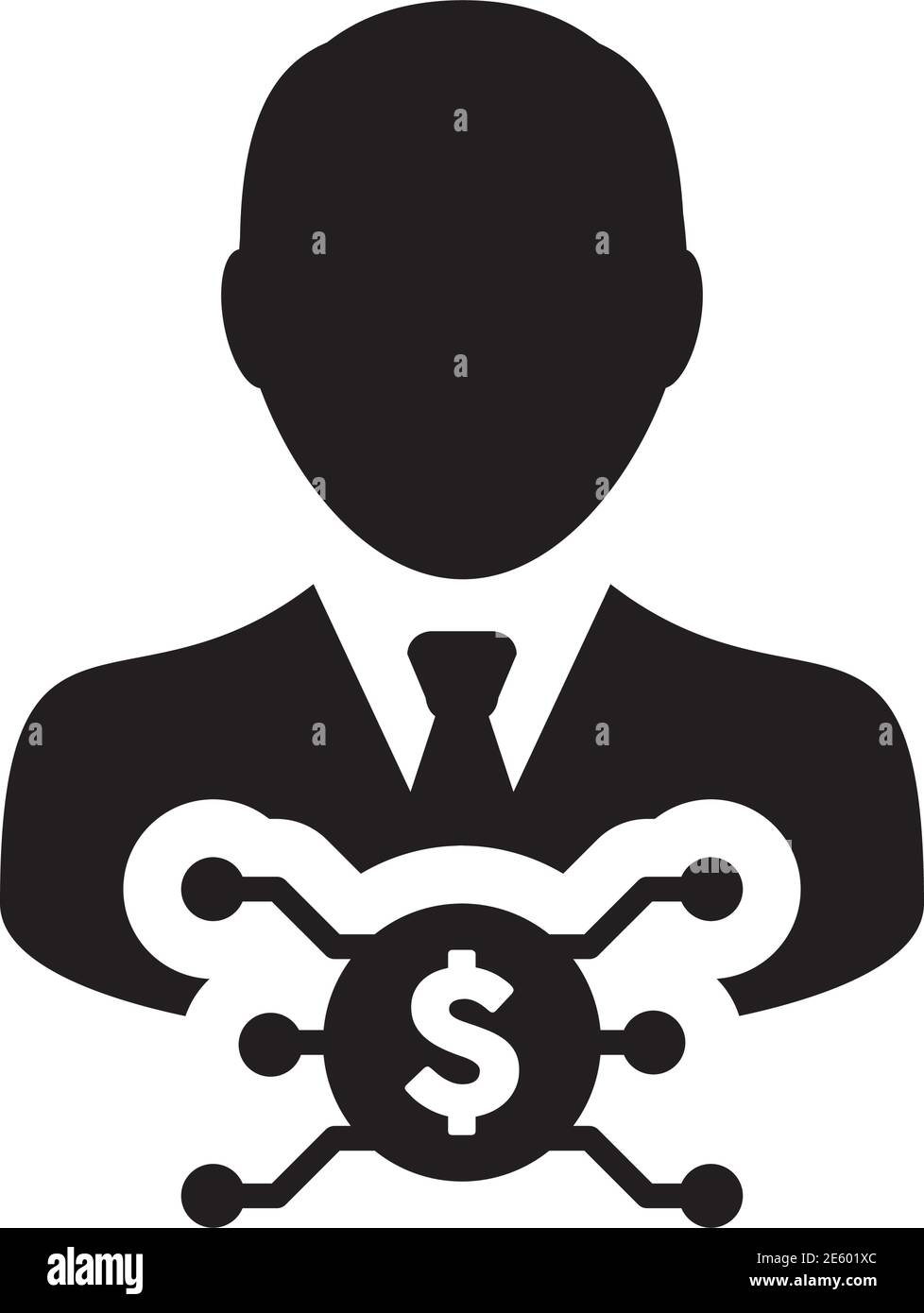 Dollar icon vector digital currency symbol with male user person ...
