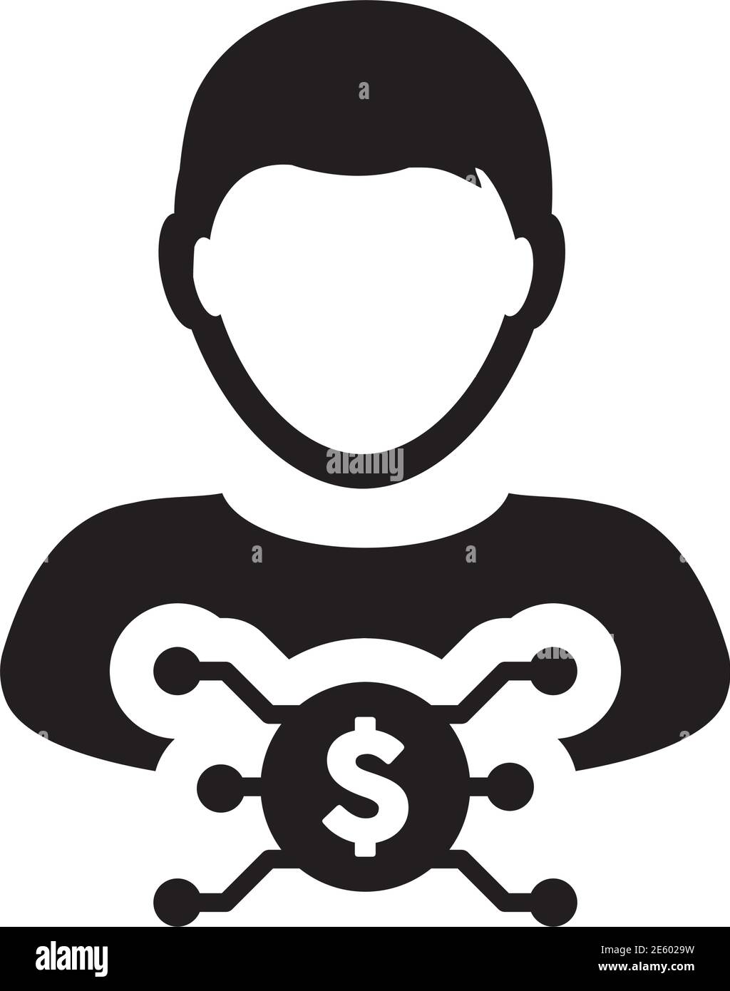 Dollar icon vector digital currency symbol with male user person ...