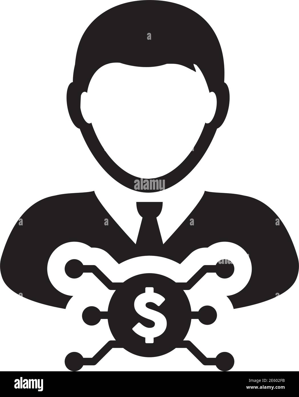 Digital currency icon vector dollar money symbol with male user person ...