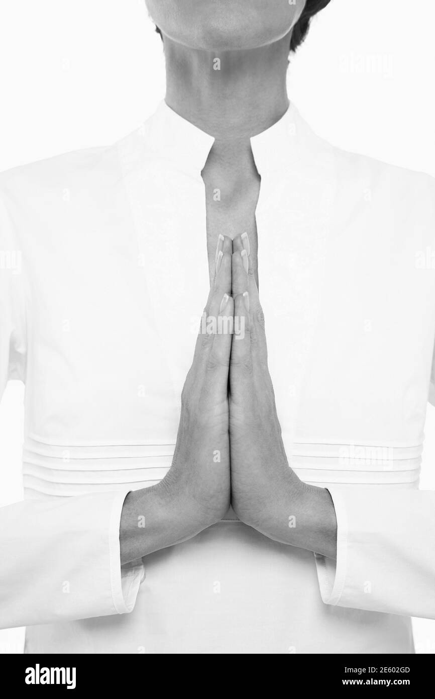 Black and white photo of woman praying Stock Photo - Alamy