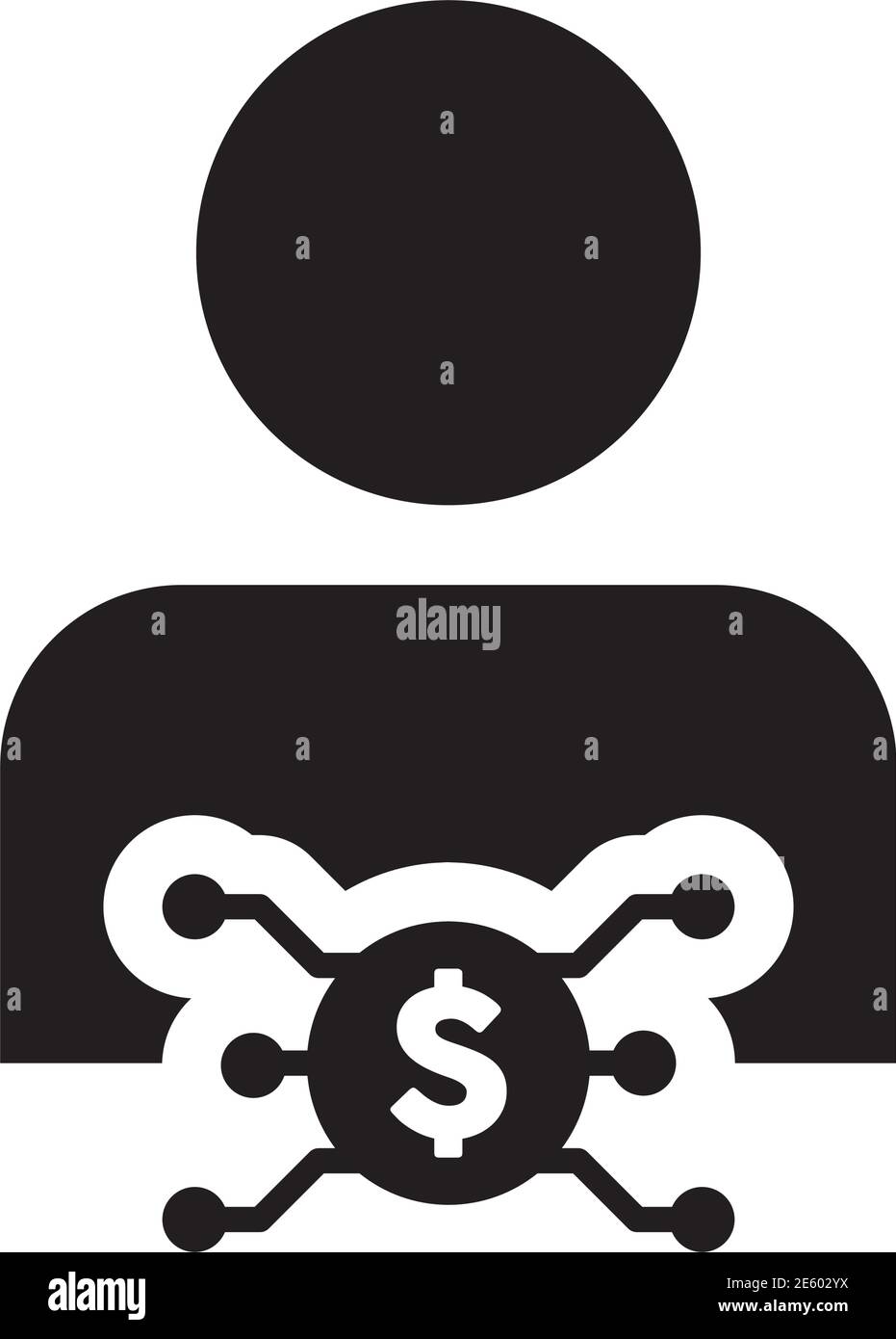 Digital currency icon vector dollar money symbol with male user person ...