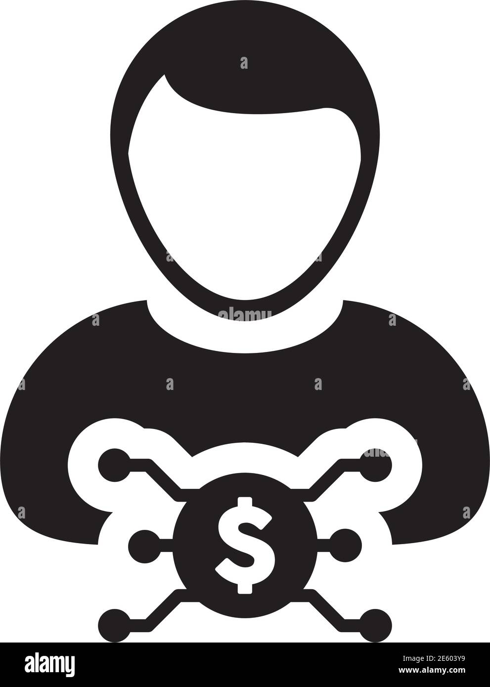 Money icon vector digital dollar currency with male user person profile ...