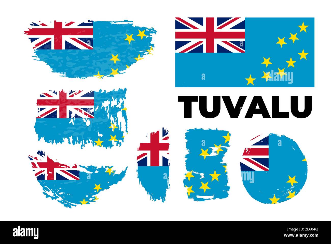Flag of Tuvalu the illustration vector on a white background, brush ...