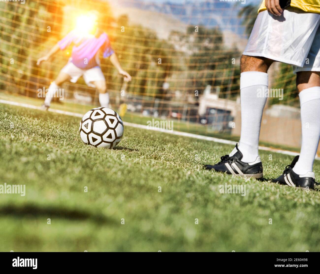 Football pitch goal low angle hi-res stock photography and images - Alamy