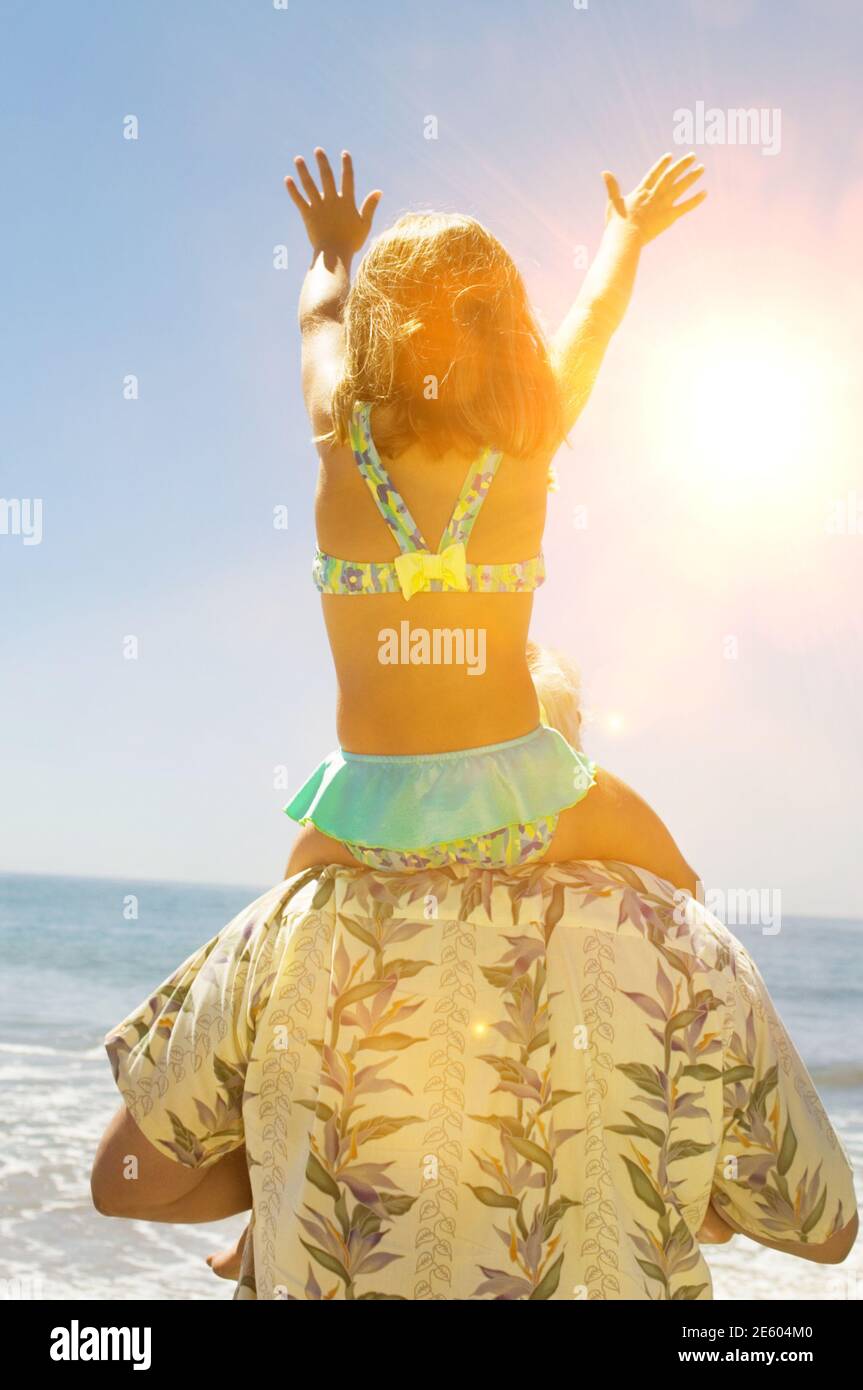 Girl Getting Piggy Back Ride from Grandfather Stock Photo - Alamy