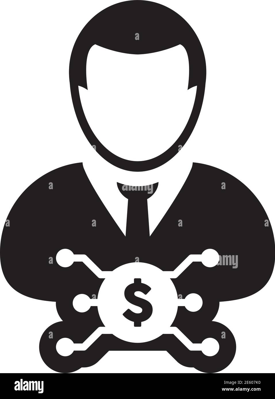 Dollar icon vector digital money symbol with male user person profile ...