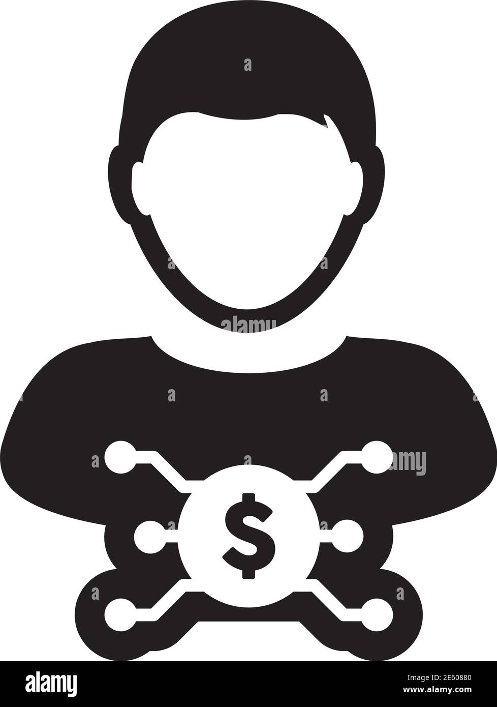 Digital dollar icon vector currency symbol with male user person ...