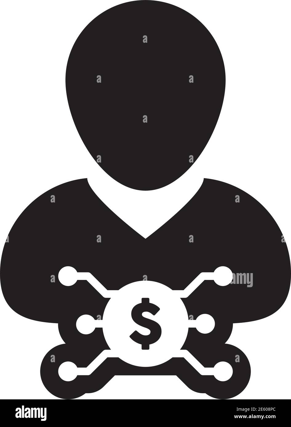Banking icon vector digital dollar currency with male user person ...