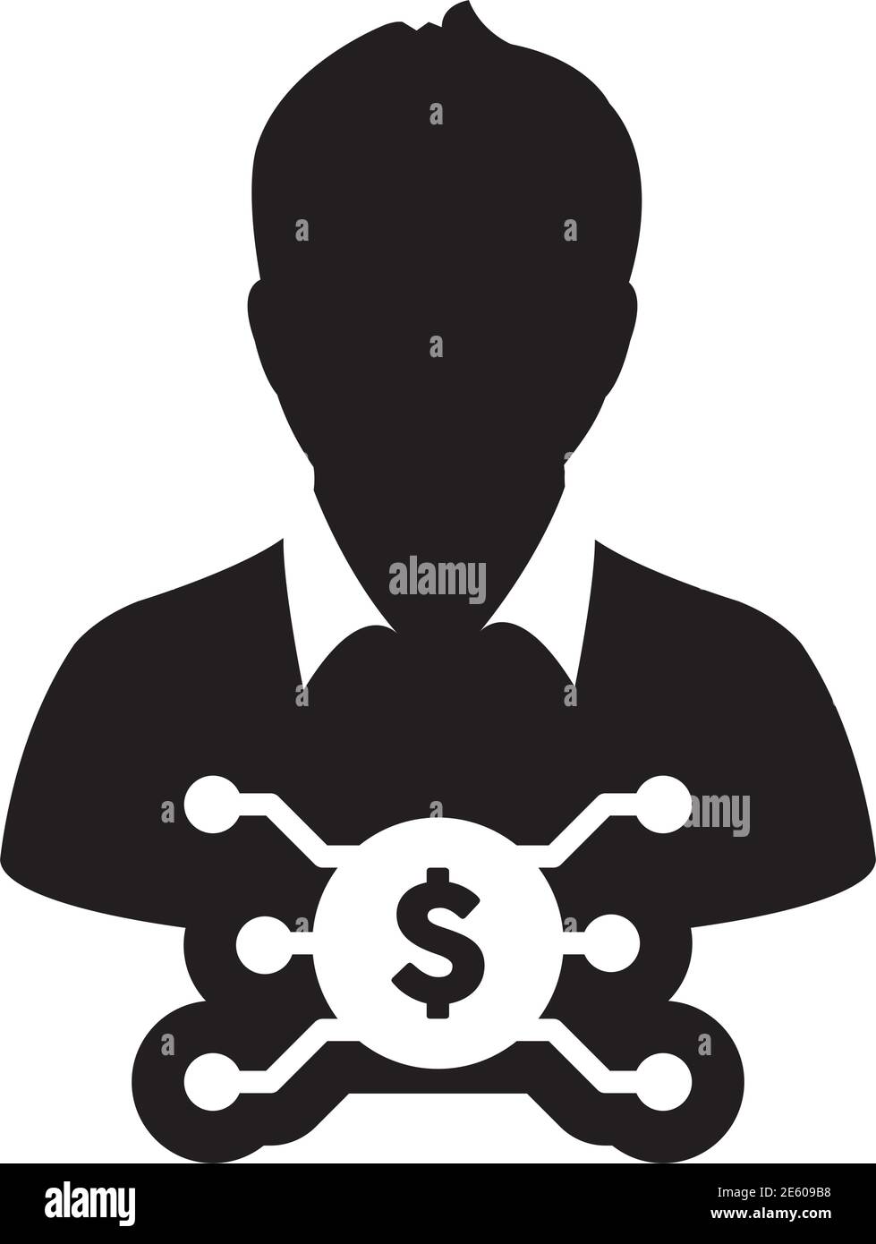 Dollar icon vector digital currency symbol with male user person ...