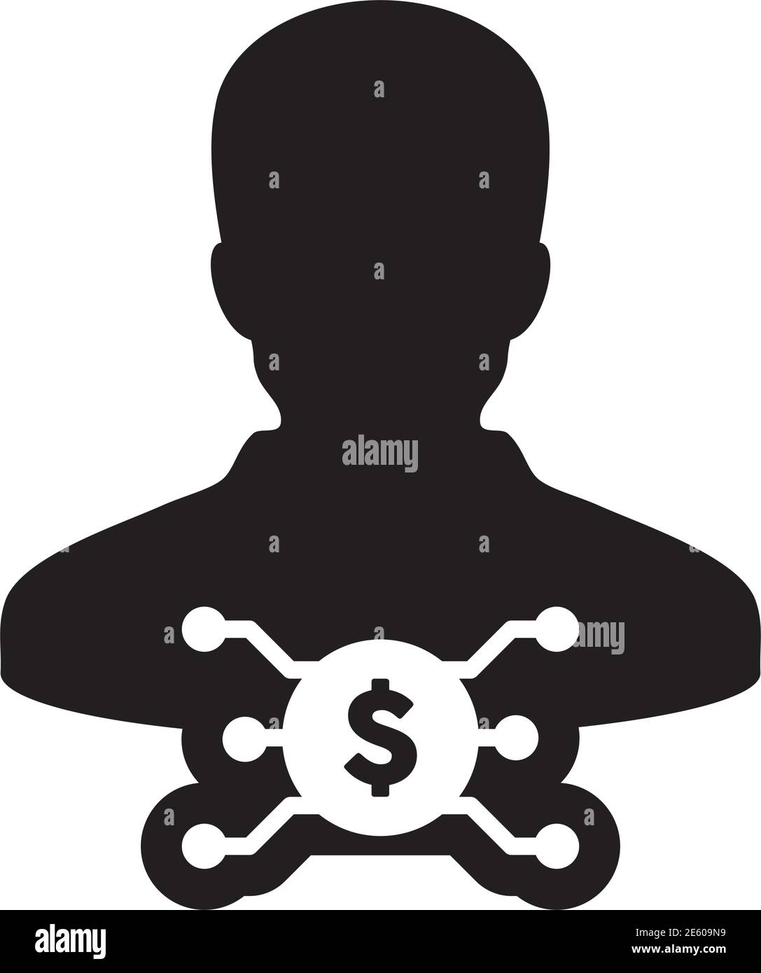 Digital currency icon vector dollar money symbol with male user person ...