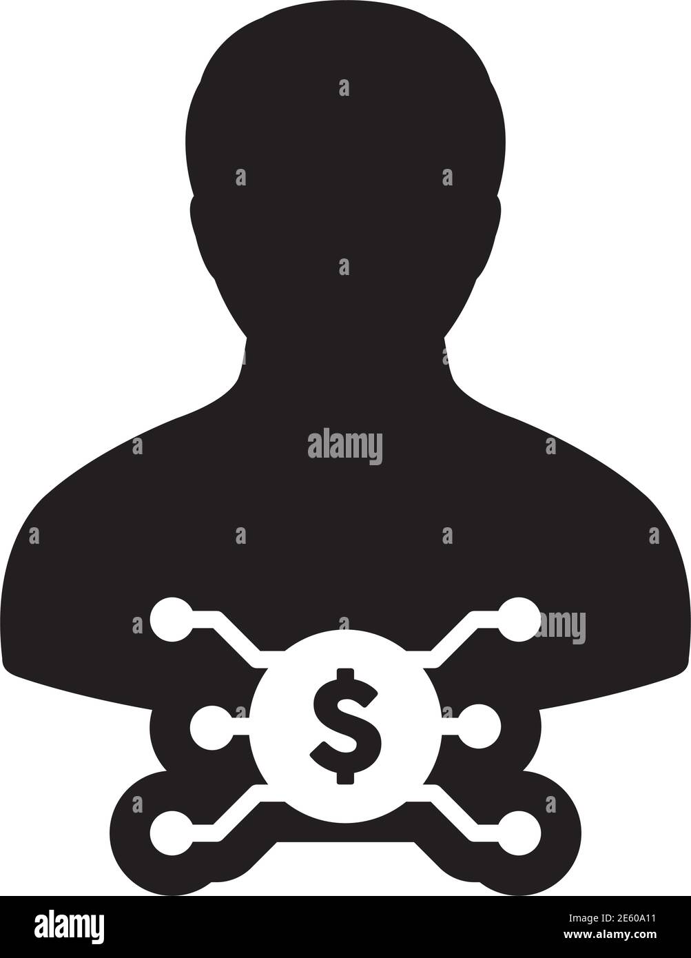 Dollar icon vector digital money symbol with male user person profile ...
