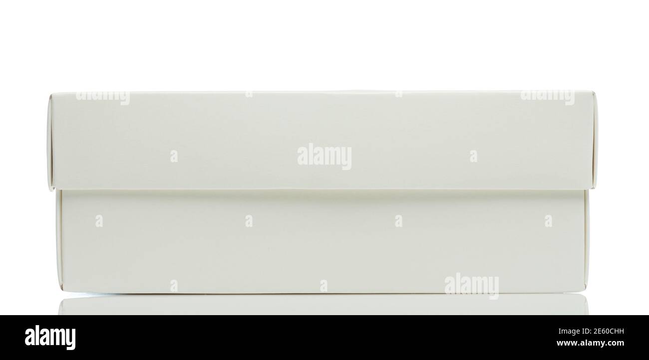 Closed white paper box isolated side view . Rectangle gift Stock Photo ...