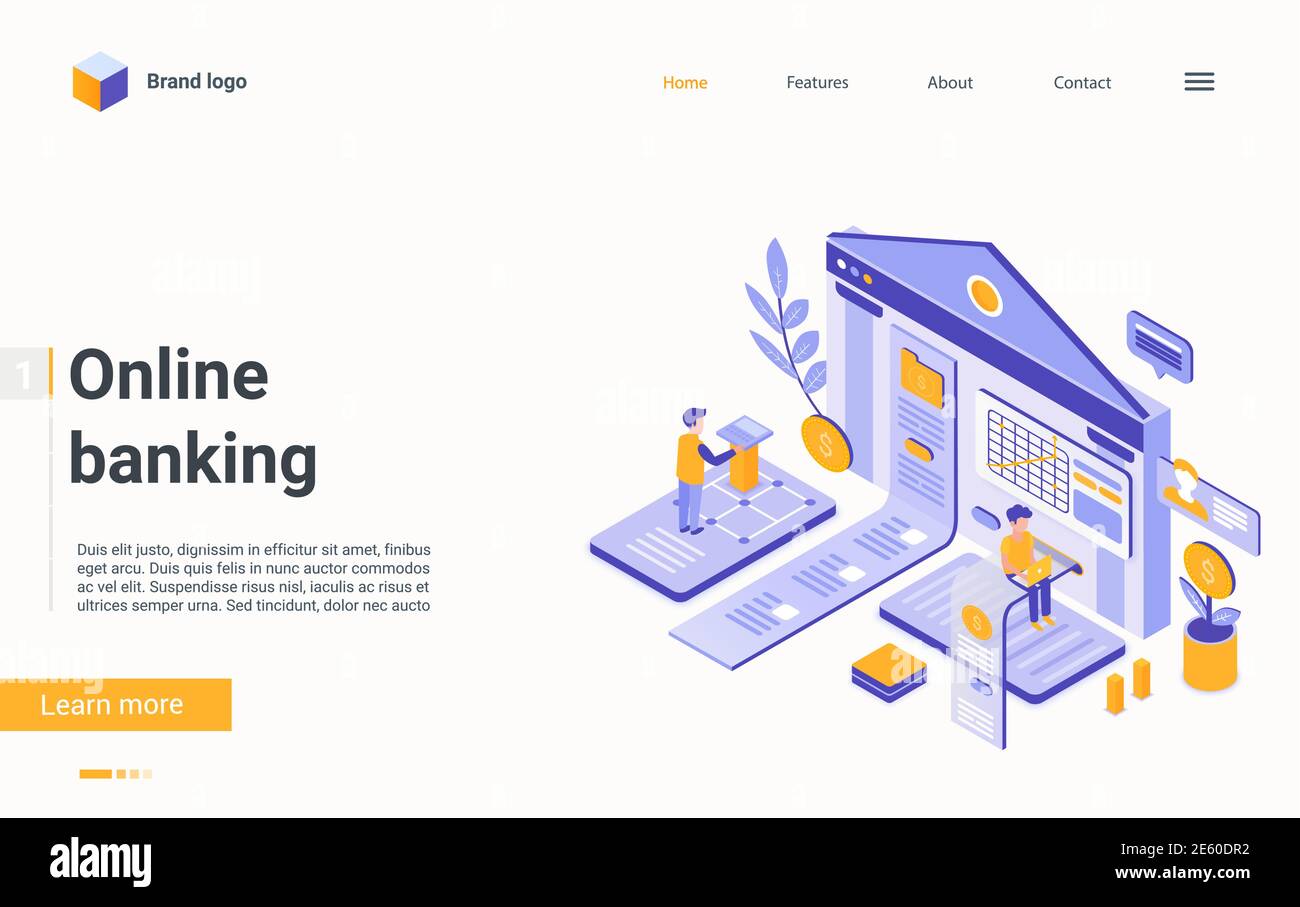 Banking landing page vector Cut Out Stock Images & Pictures - Alamy