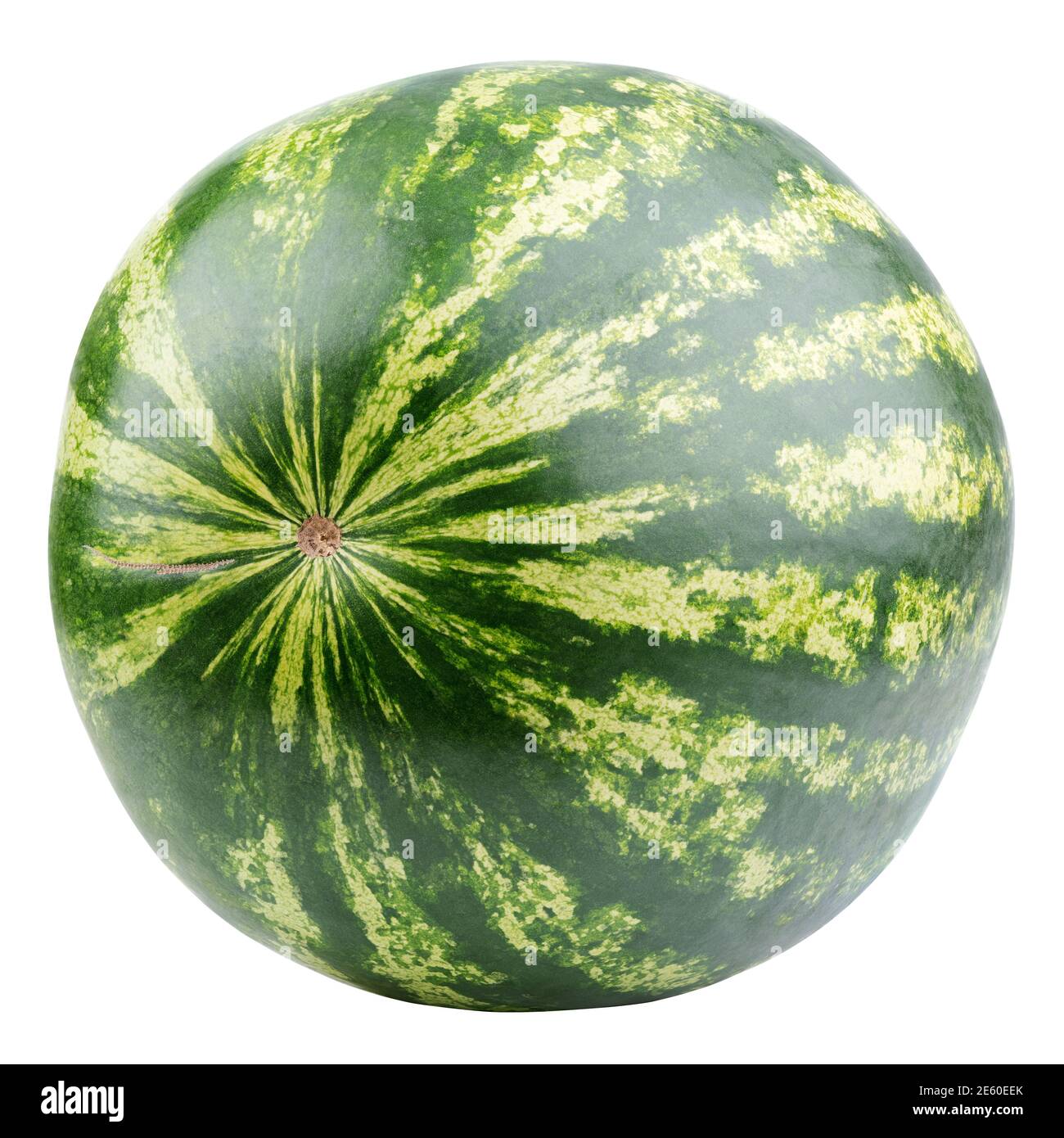 Ripe single full watermelon berry isolated on white background. One ...
