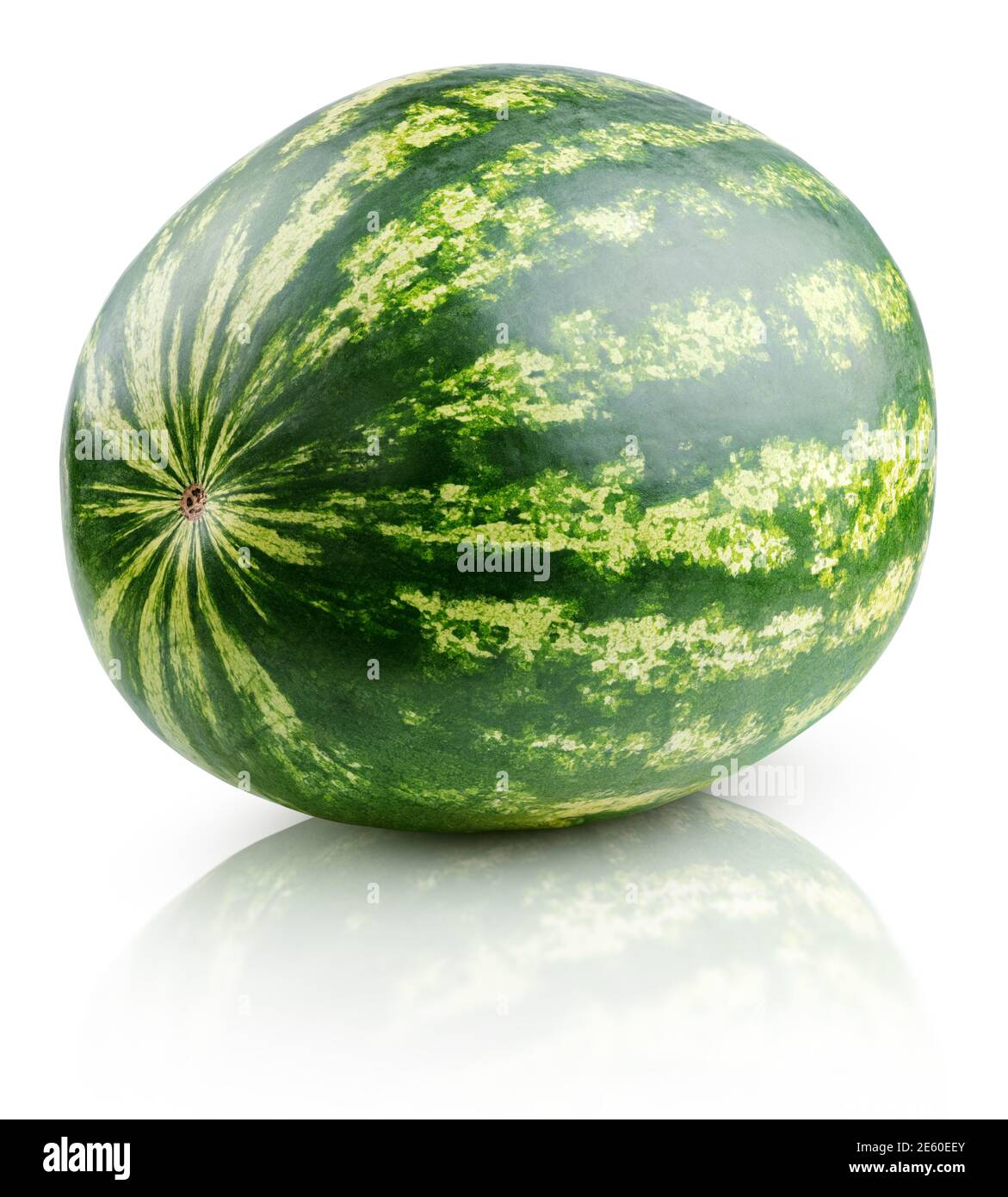 Ripe single full watermelon berry isolated on white background. One ...