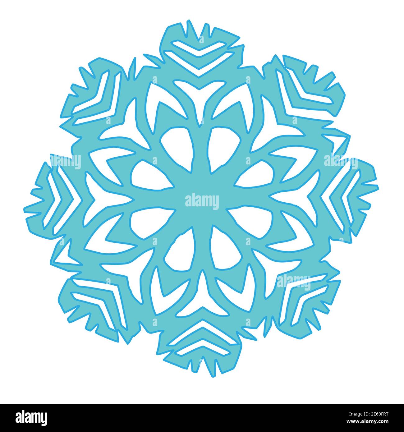 Festive blue snowflake lie on white background. Cut out of paper. Color ...