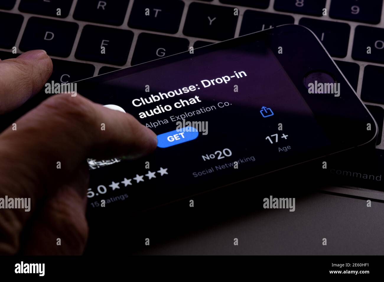 Clubhouse application view on the smartphone, controversy 2021 that ...