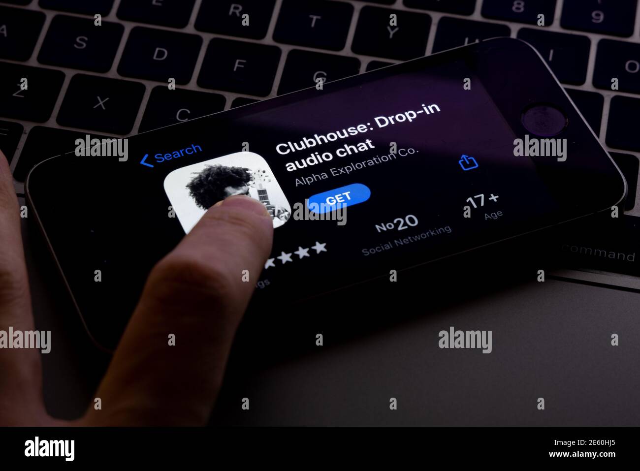 Clubhouse application view on the smartphone, controversy 2021 that ...