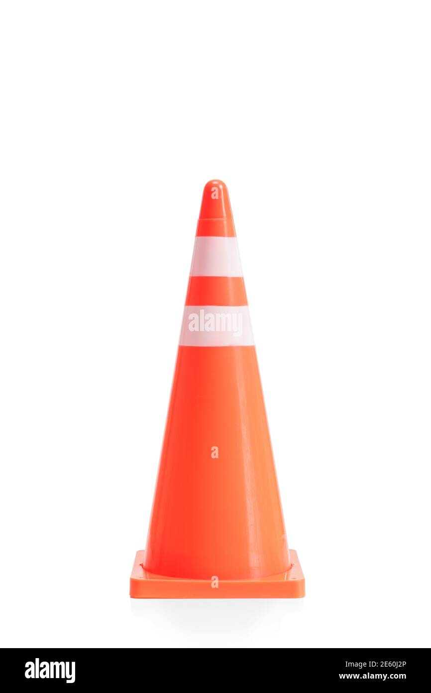 Studio shot of an orange obstacle cone isolated on white background ...