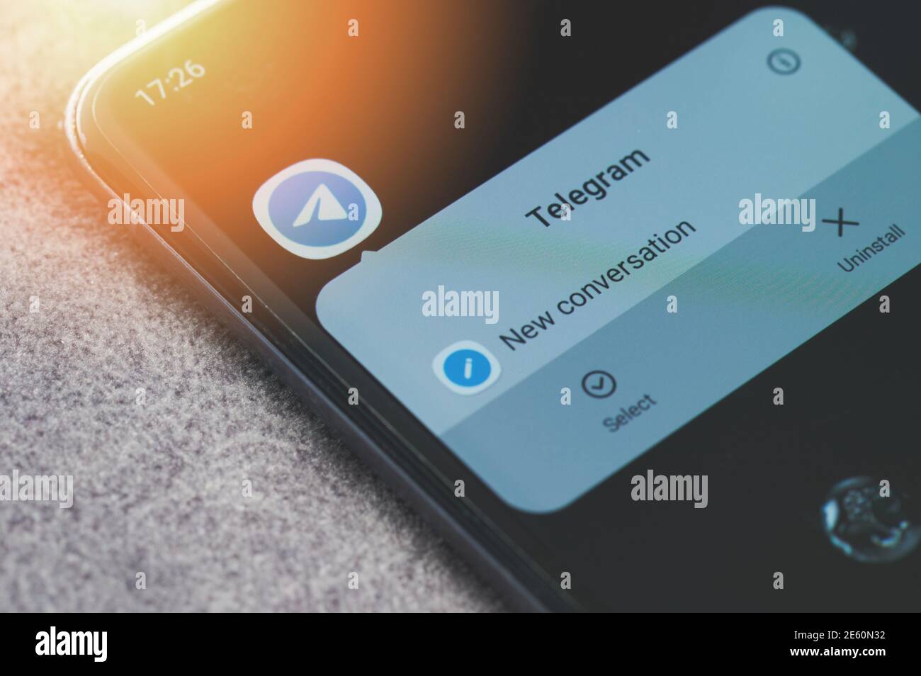 New york, USA - January 26, 2021: Open telegram app on smartphone ...