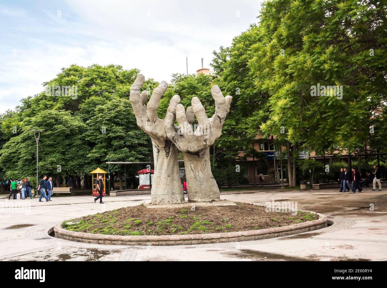 Ankara Hand sculpture located in square of Sihhiye, Turkey Stock Photo ...