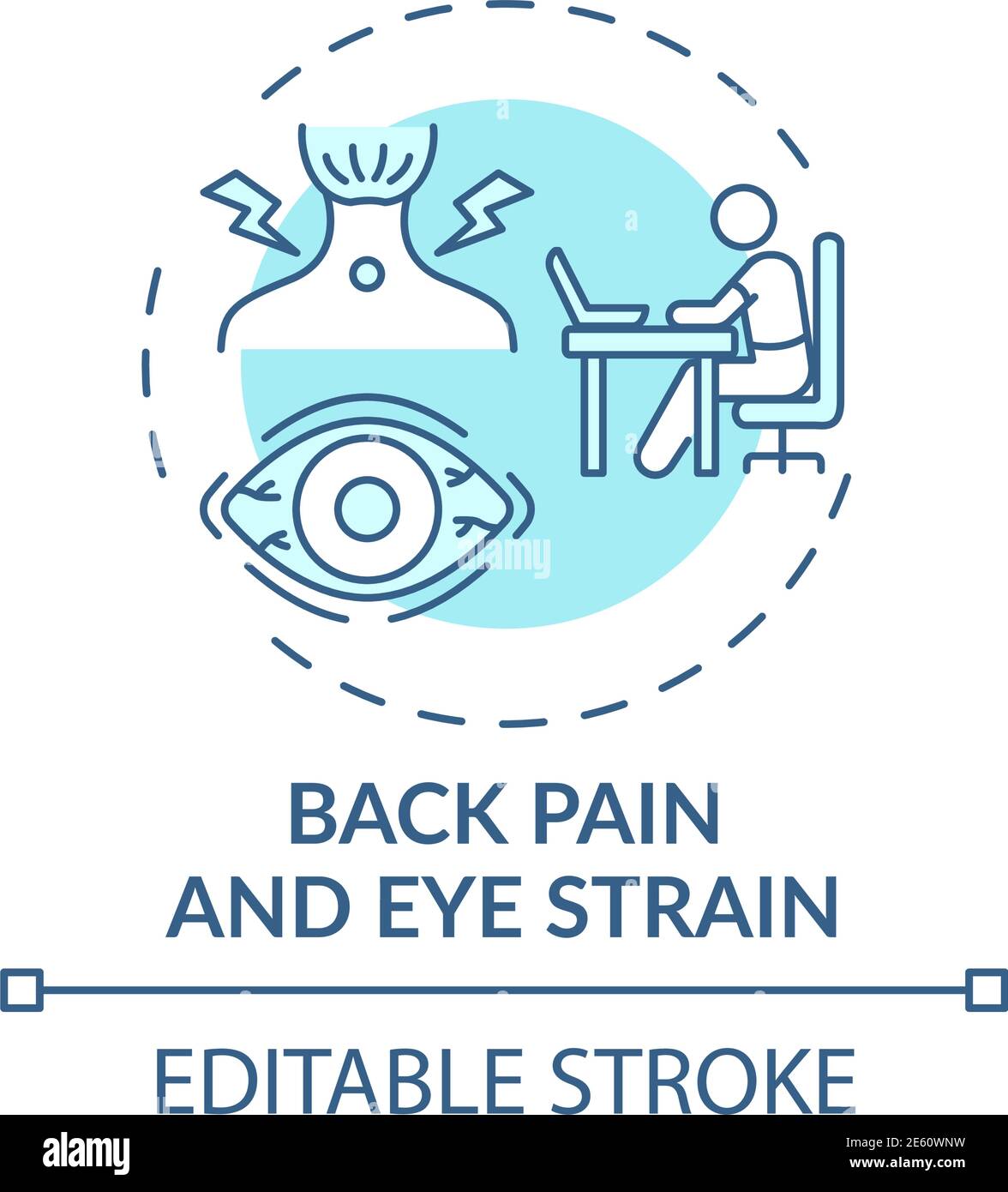 Back pain and eye strain concept icon Stock Vector Image & Art - Alamy