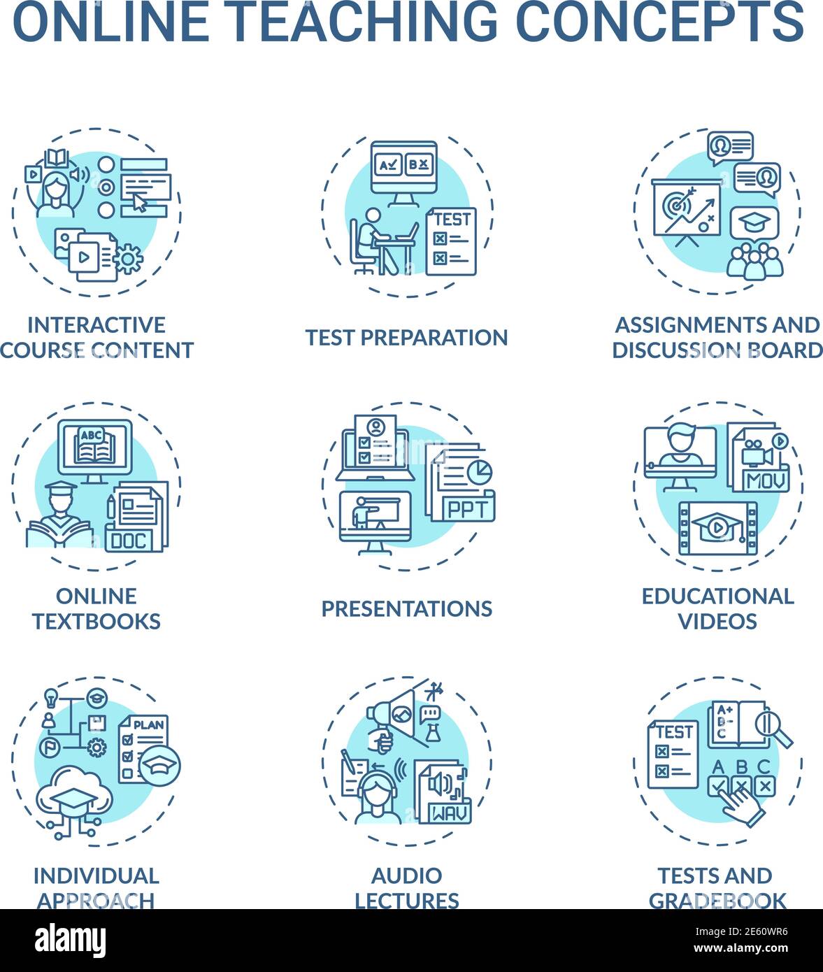 Online teaching concept icons set Stock Vector Image & Art - Alamy