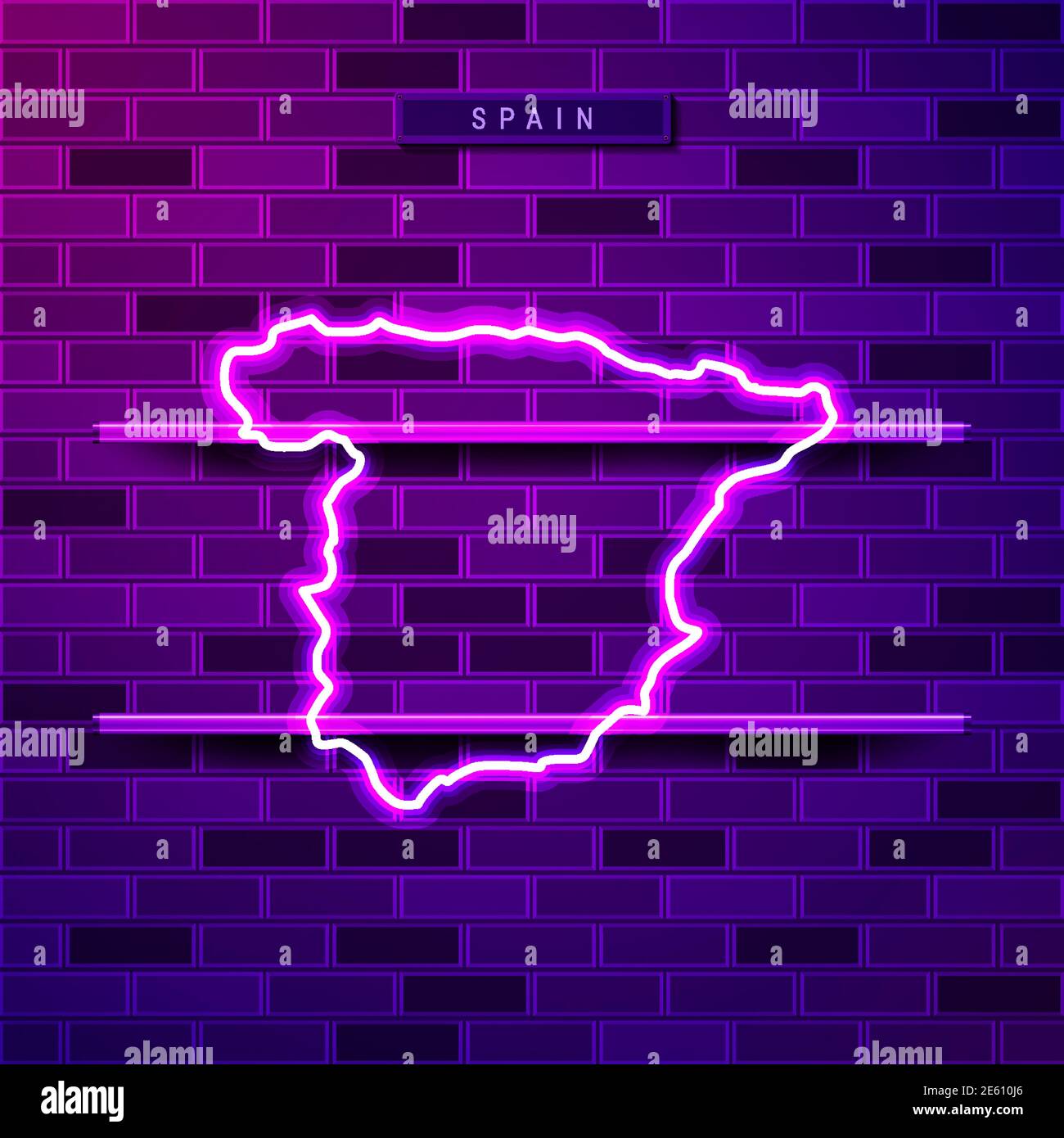 Spain map glowing neon lamp sign. Realistic vector illustration ...