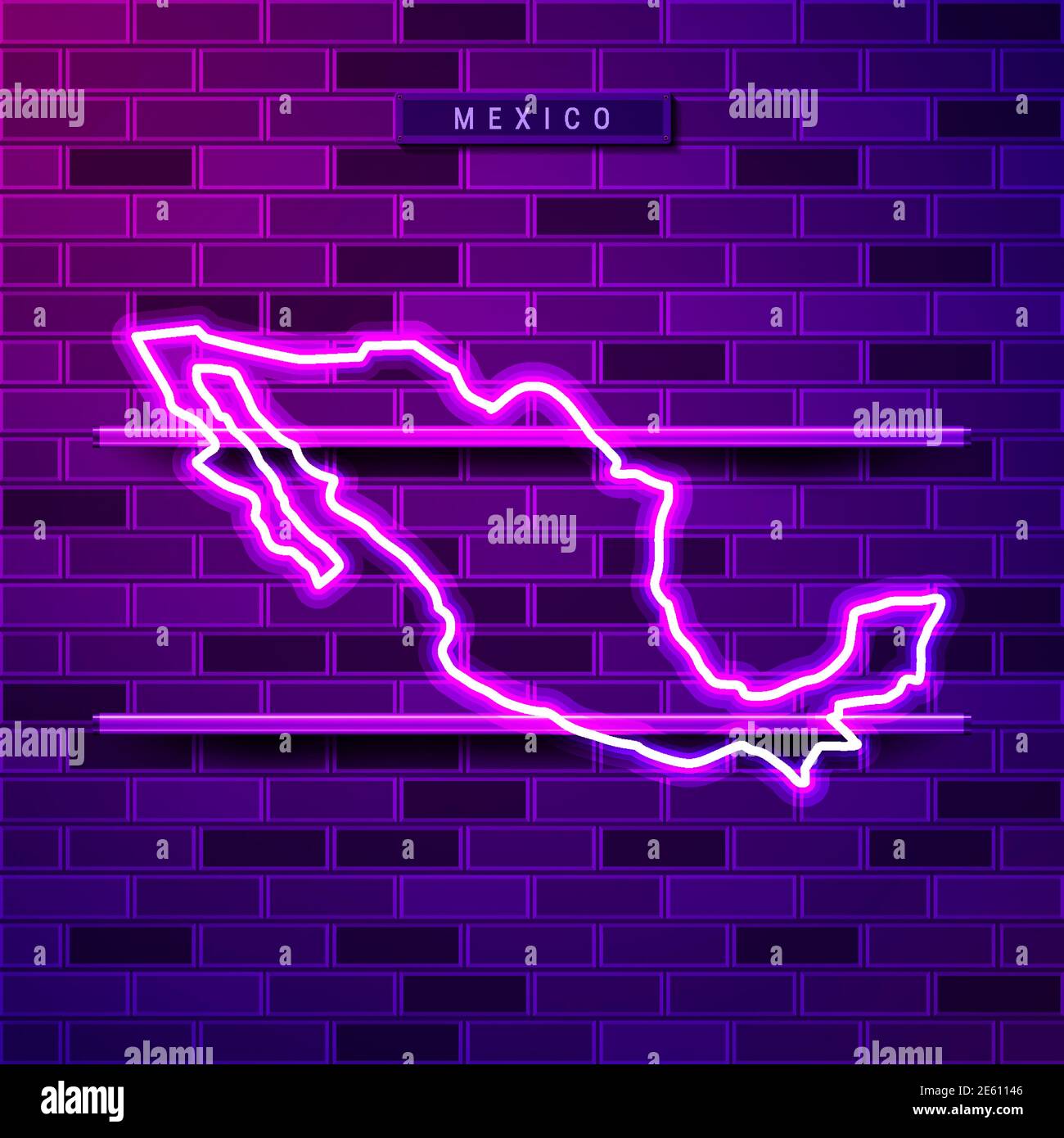 Mexico map glowing neon lamp sign. Realistic vector illustration ...