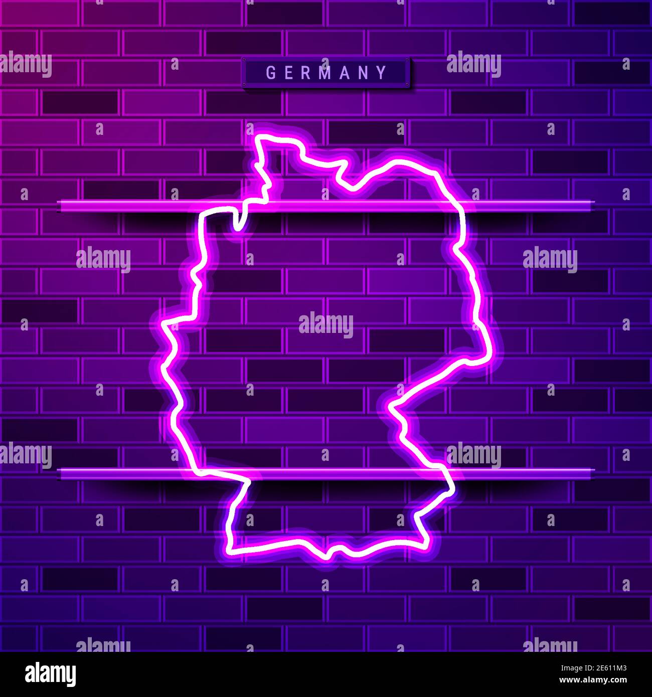 Germany map glowing neon lamp sign. Realistic vector illustration ...