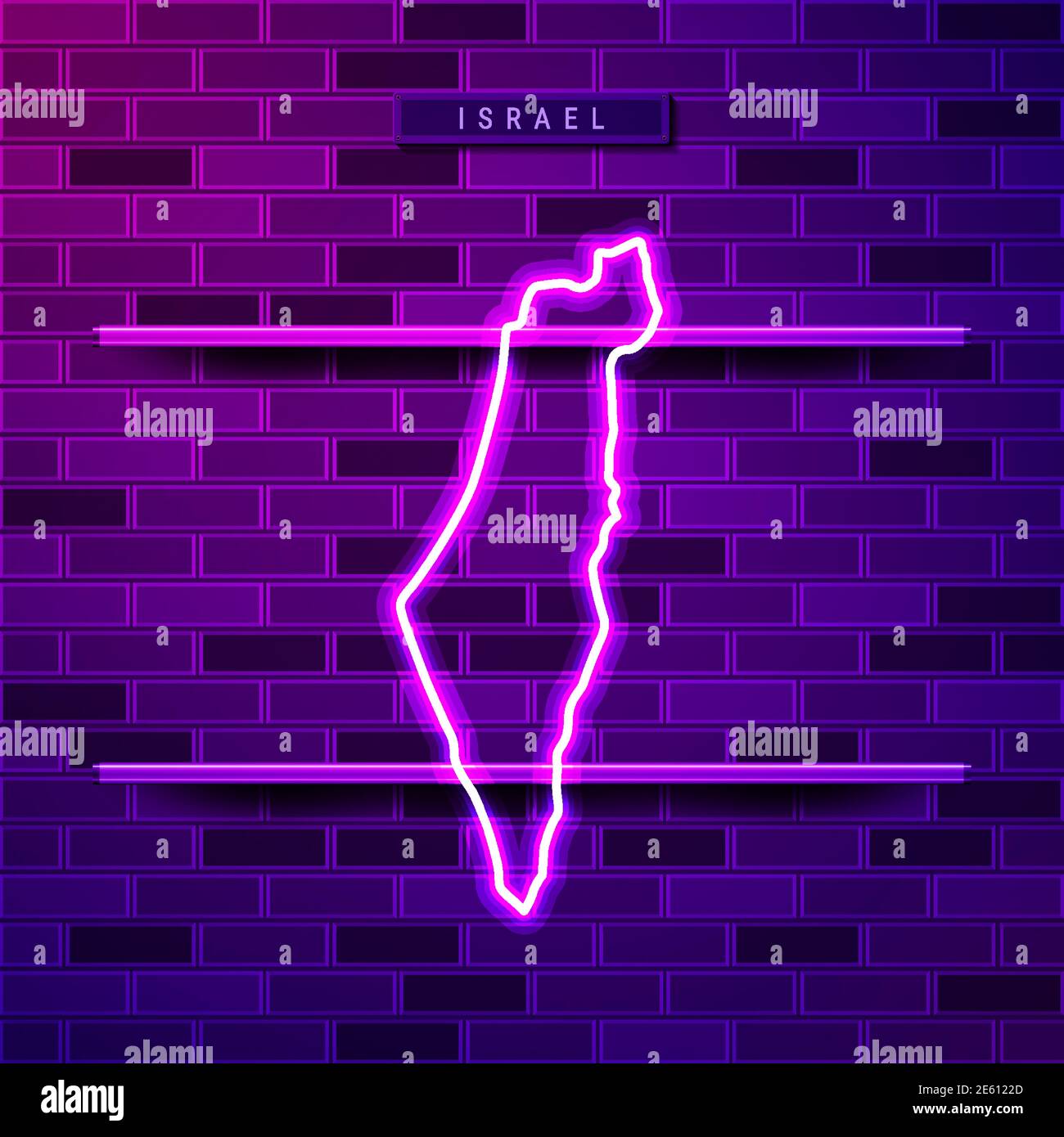 Israel map glowing neon lamp sign. Realistic vector illustration ...